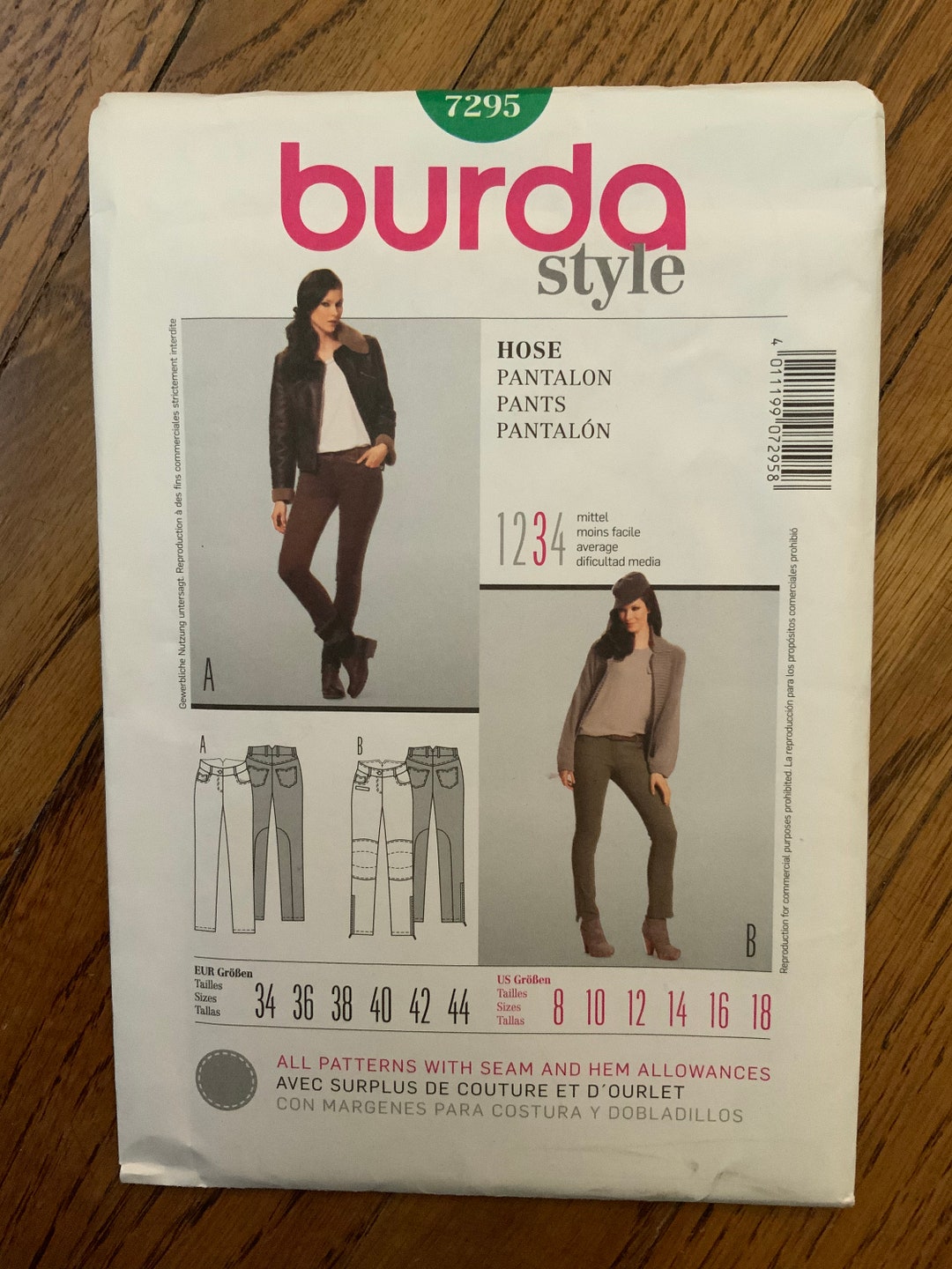 Burda Style 7295 Jeans Pattern Size 8 10 12 14 16 18 - Etsy