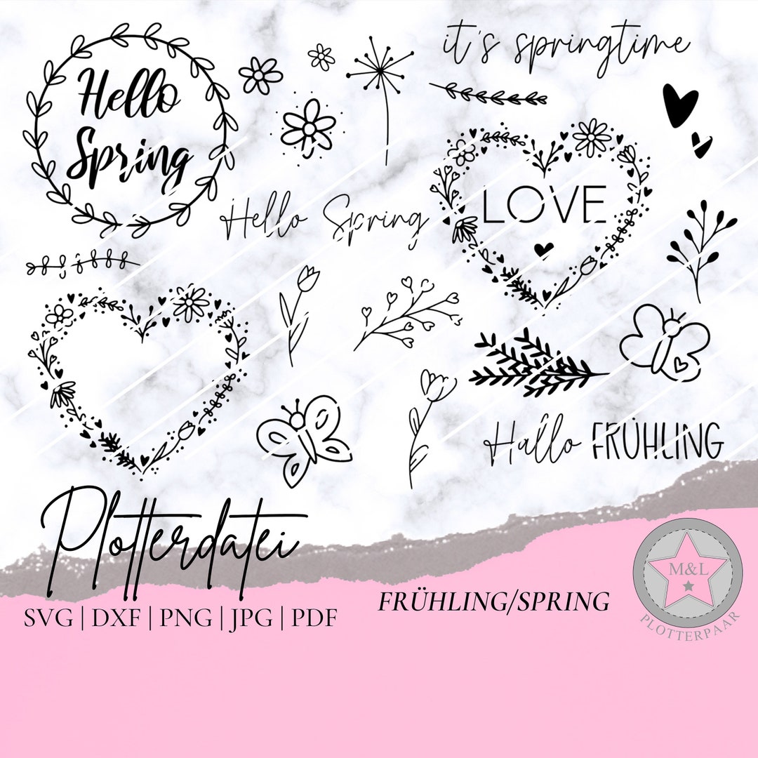 Plotter File Spring Easter Flowers Svg Dxf Png Jpg Pdf Silhouette Cricut Plotter Plotting File ...