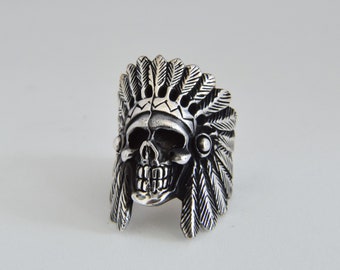 Sterling Silver Indian Skull Ring - Etsy