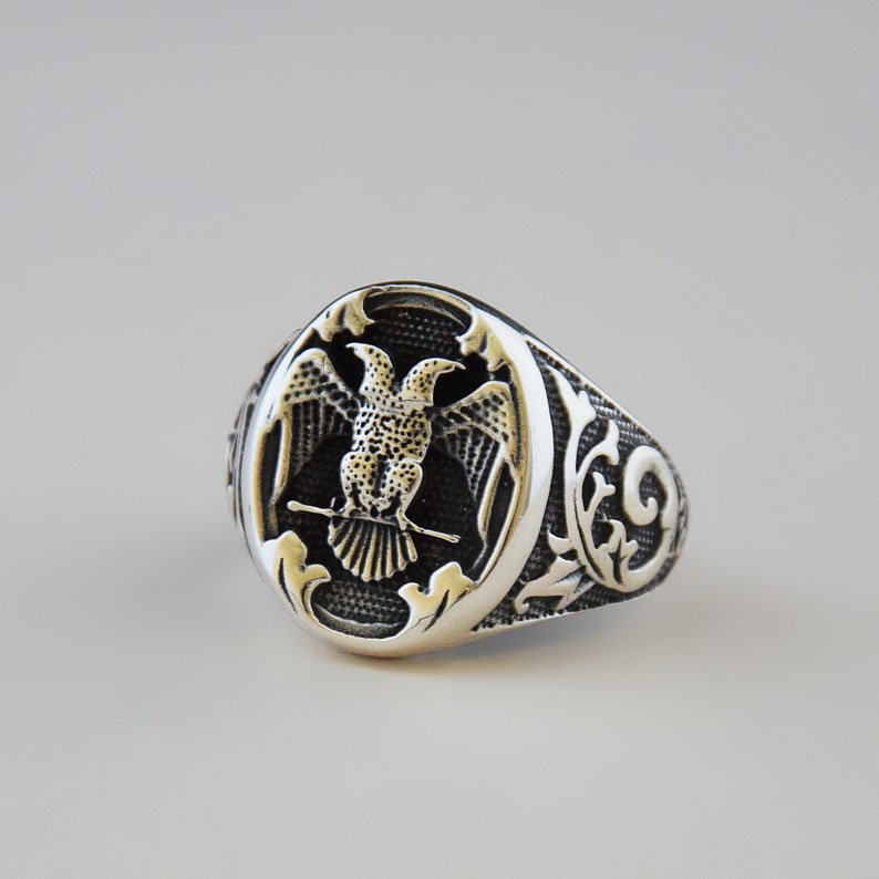 Double-headed Eagle 925 Sterling Silver Men's Ring Silver - Etsy
