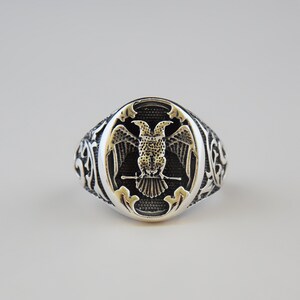 Double-headed Eagle 925 Sterling Silver Men's Ring - Handmade - Etsy