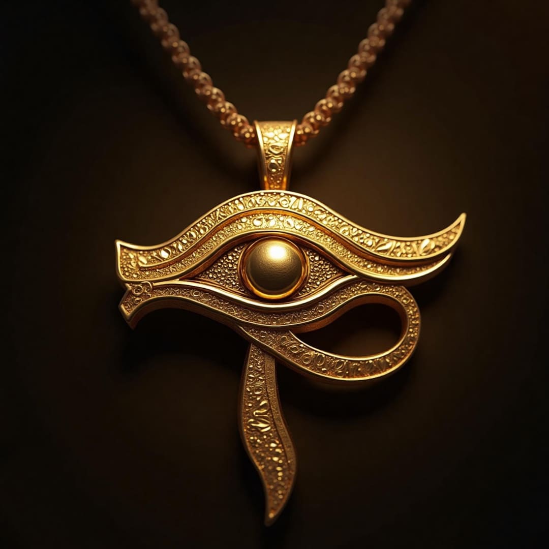 14K Eye of Horus Pendant, Handmade Eye Pendant, Gold Pendant, Golden ...