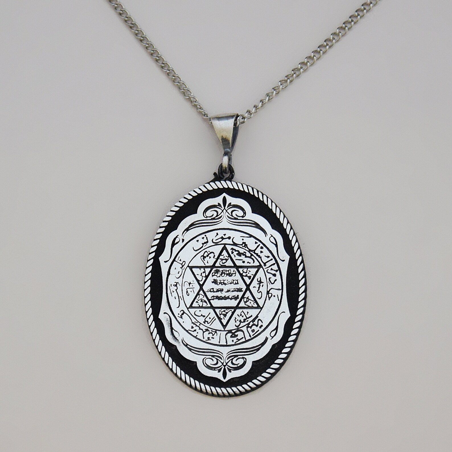 Talisman of King Solomon's Seal 925 Sterling Silver Pendant Men, Silver ...
