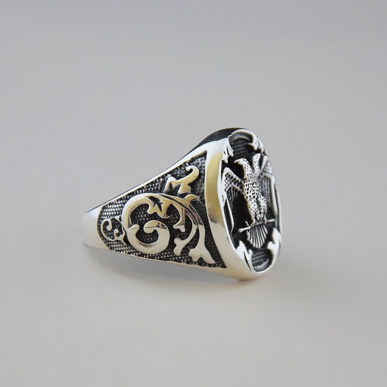 Double-headed Eagle 925 Sterling Silver Men's Ring Silver - Etsy