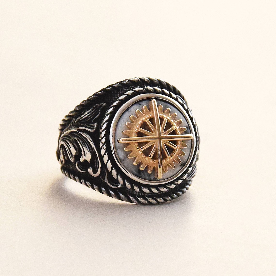 Compass 925 Sterling Silver Men's Ring Silver Ring Rings | Etsy