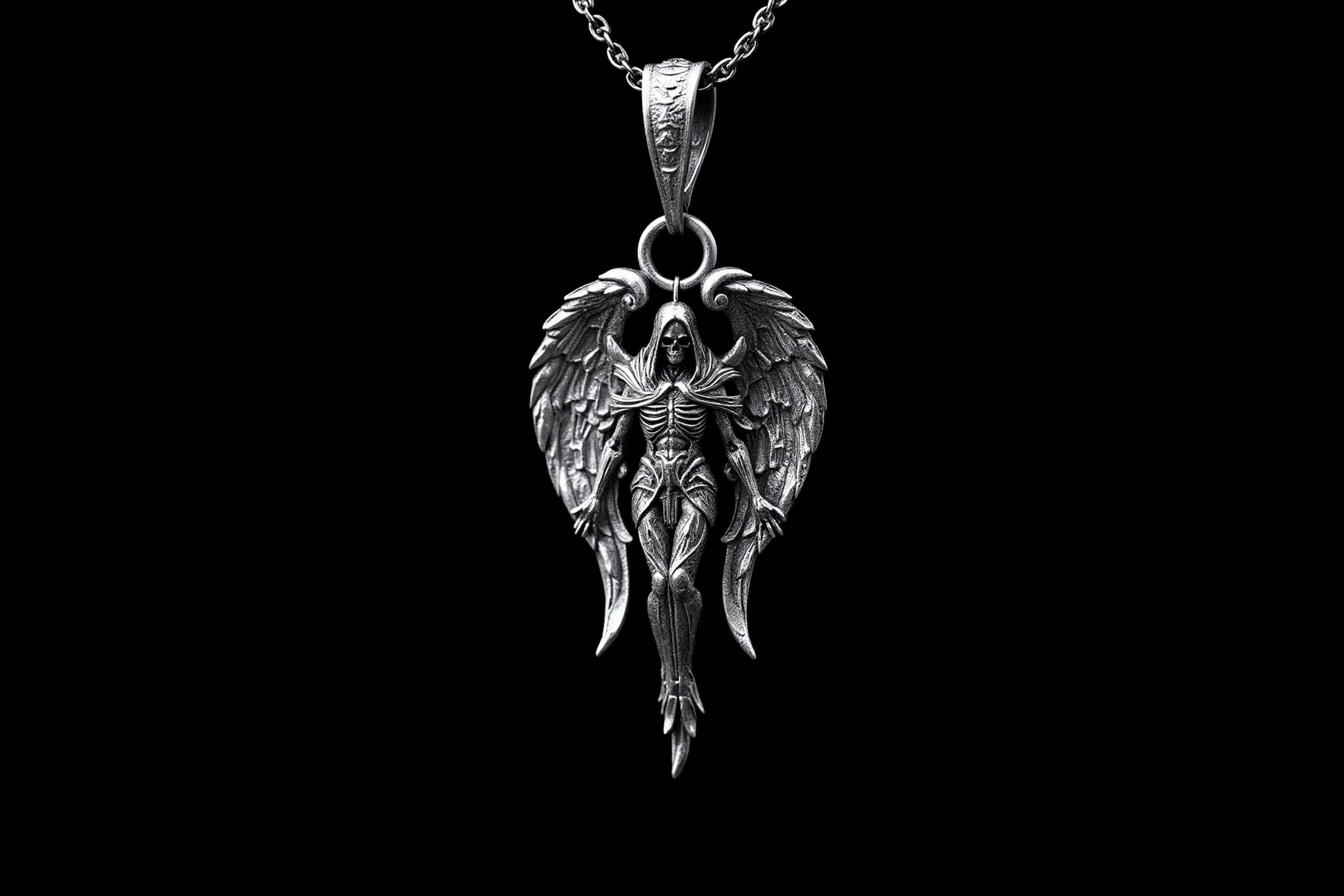 Angel of Death 925 Sterling Silver Pendant, Handmade Pendant, Silver ...