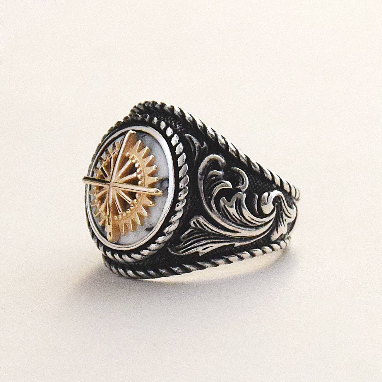 Compass 925 Sterling Silver Men's Ring Silver Ring Rings | Etsy