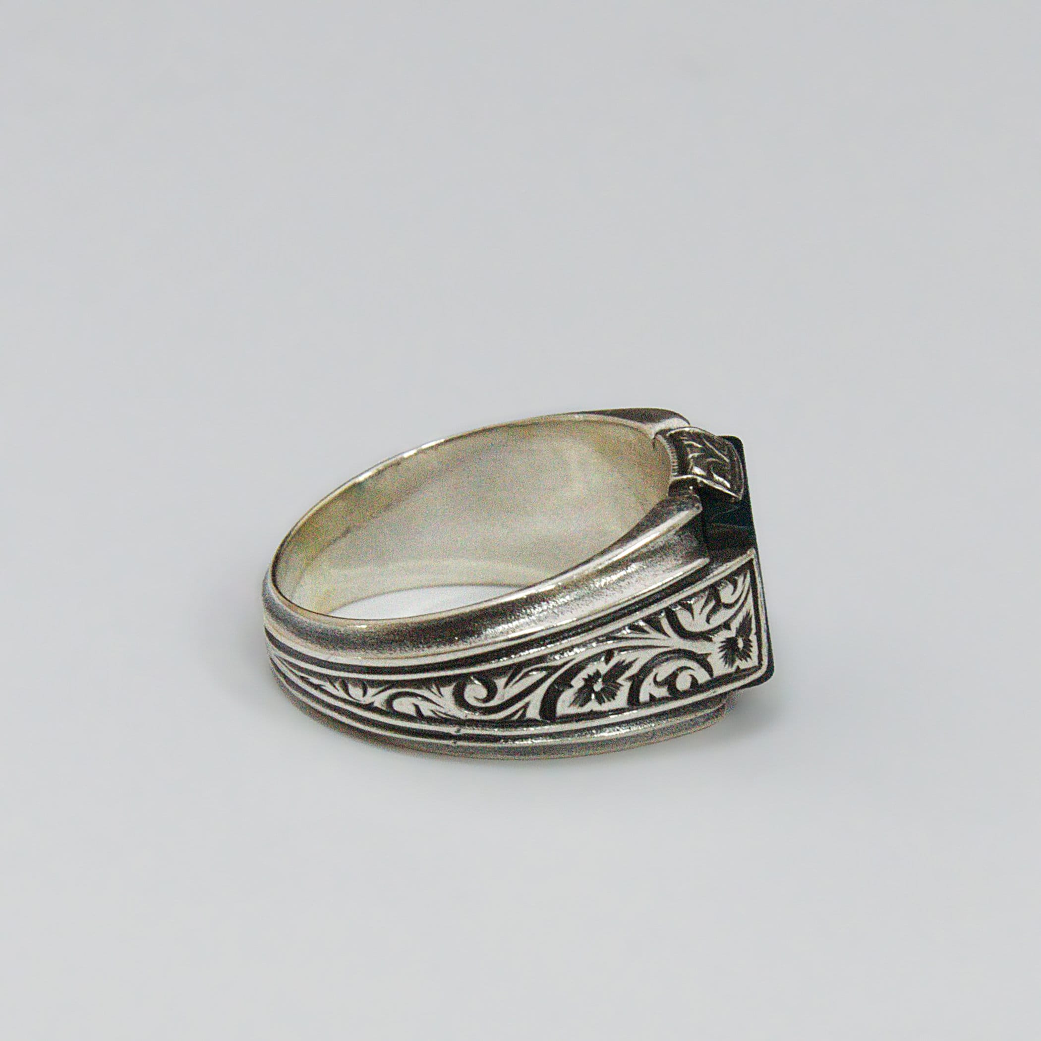 Handmade 925 Sterling Silver Men's Ring: Orientalist Green Stone - Etsy