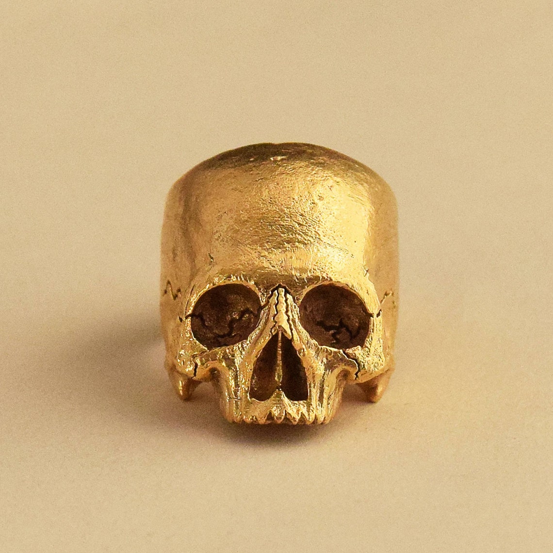 Decayed Skull Ring Gold Plated Men's Skull Ring Brass - Etsy
