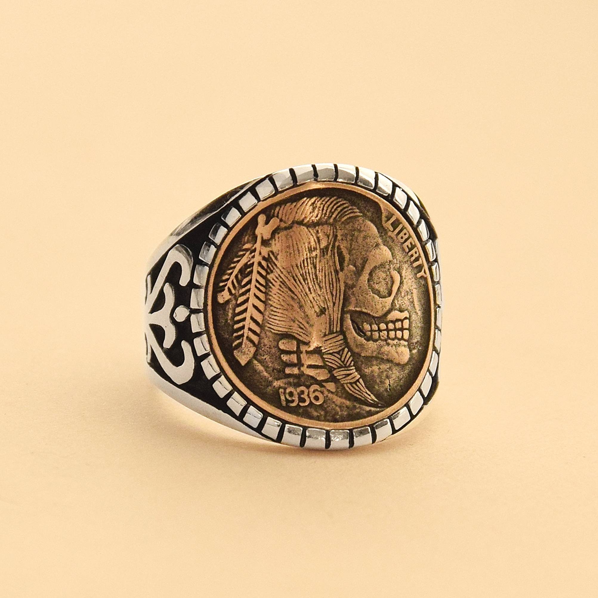 Indian Coin Ring 925 Sterling Silver Men's Ring Silver - Etsy
