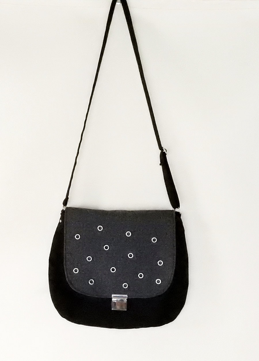 Crossbody Rock Style Bag / Gothic Purse / Black and Dark Grey - Etsy