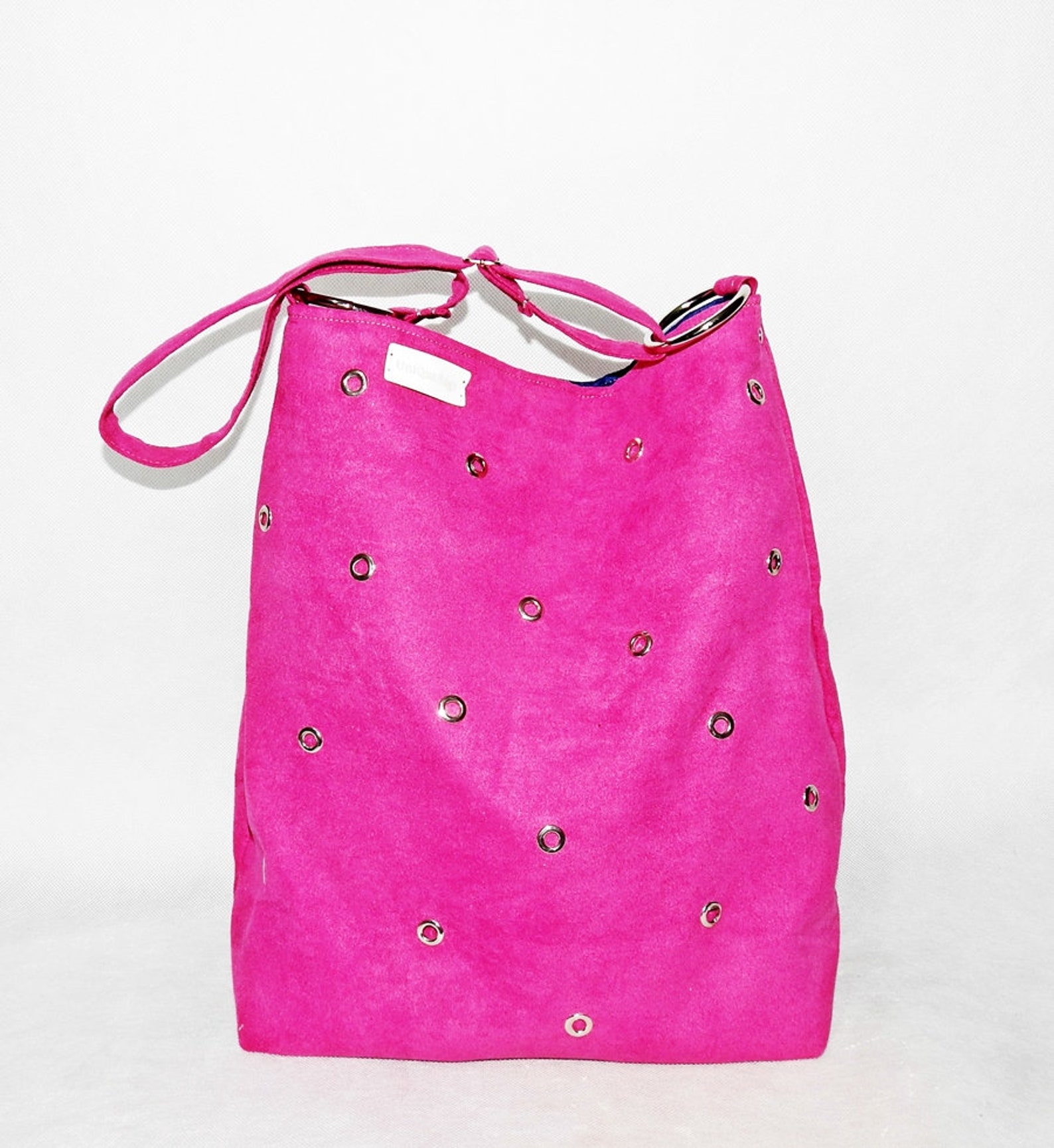 Fuchsia Color Bag / Xlarge Bag / Shopper Bag/ Bag With Studs / Pink Bag ...