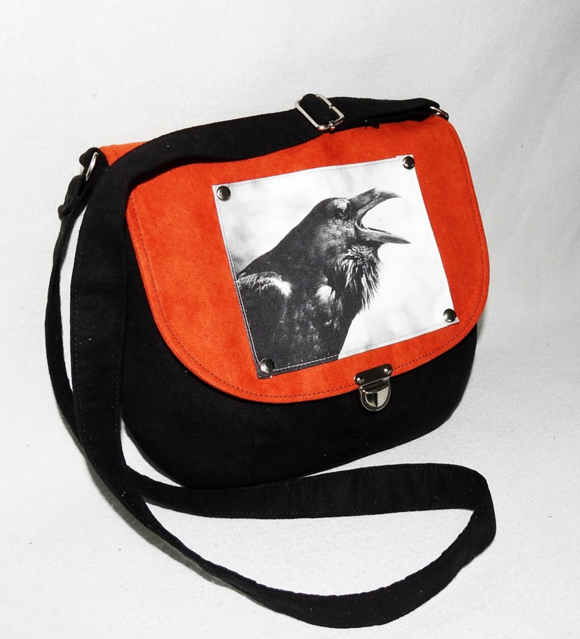 Crossbody Navy Blue Bag RAVEN / Purse With Raven / Raven Purse / Raven ...