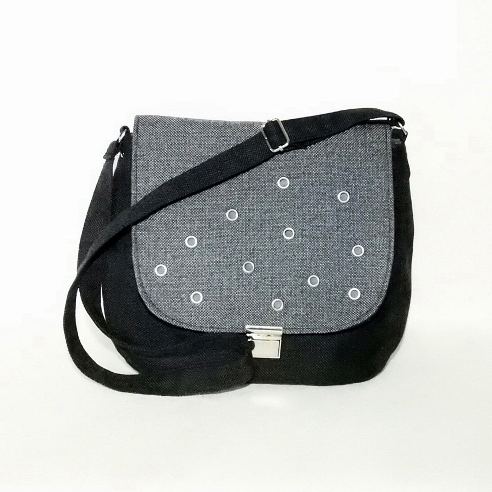 Crossbody Rock Style Bag / Gothic Purse / Black and Dark Grey - Etsy