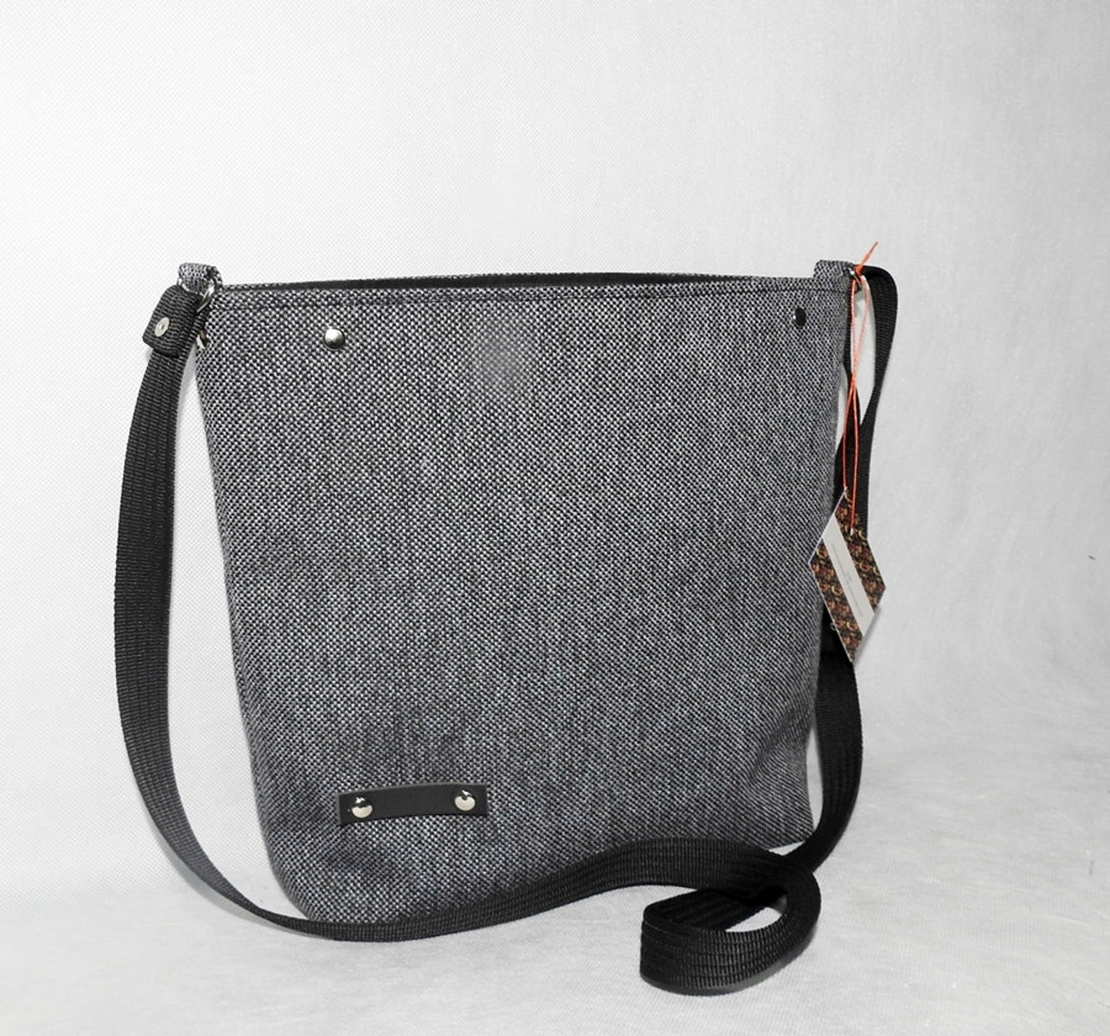 Simple Large Crossbody Bag / University Bag / Grey Linen Crossbody Bag ...