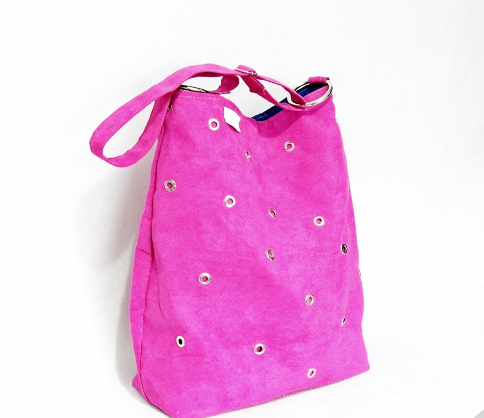 Fuchsia Color Bag / Xlarge Bag / Shopper Bag/ Bag With Studs / Pink Bag ...