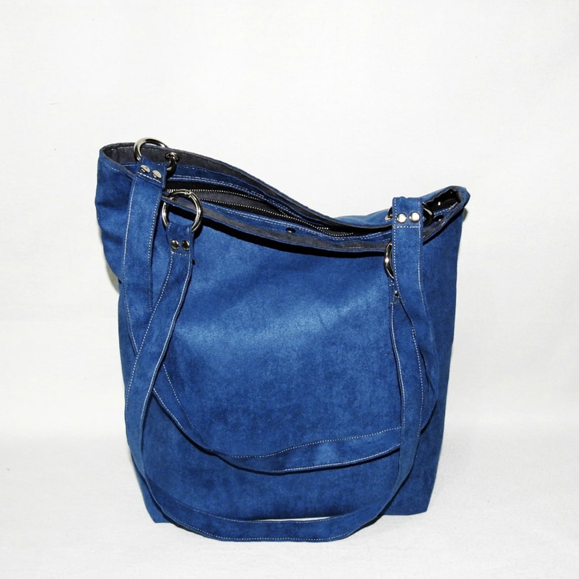 Navy Blue Shopper Bag / Blue Handbag / Marine Blue Purse / - Etsy