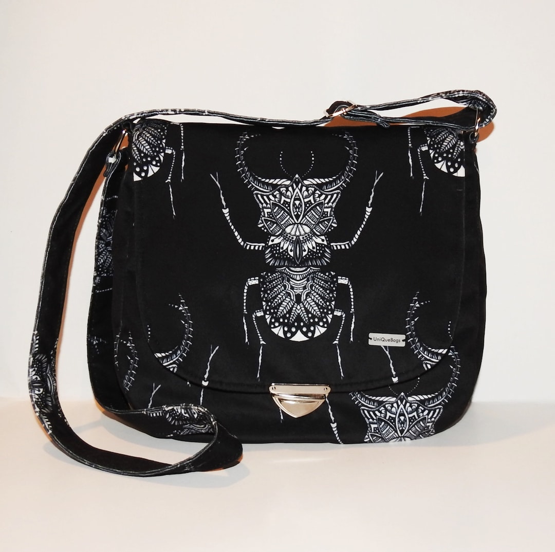 Crossbody Insect Pattern / Messenger Bag, Velvet Purse, Beeetle Purse ...