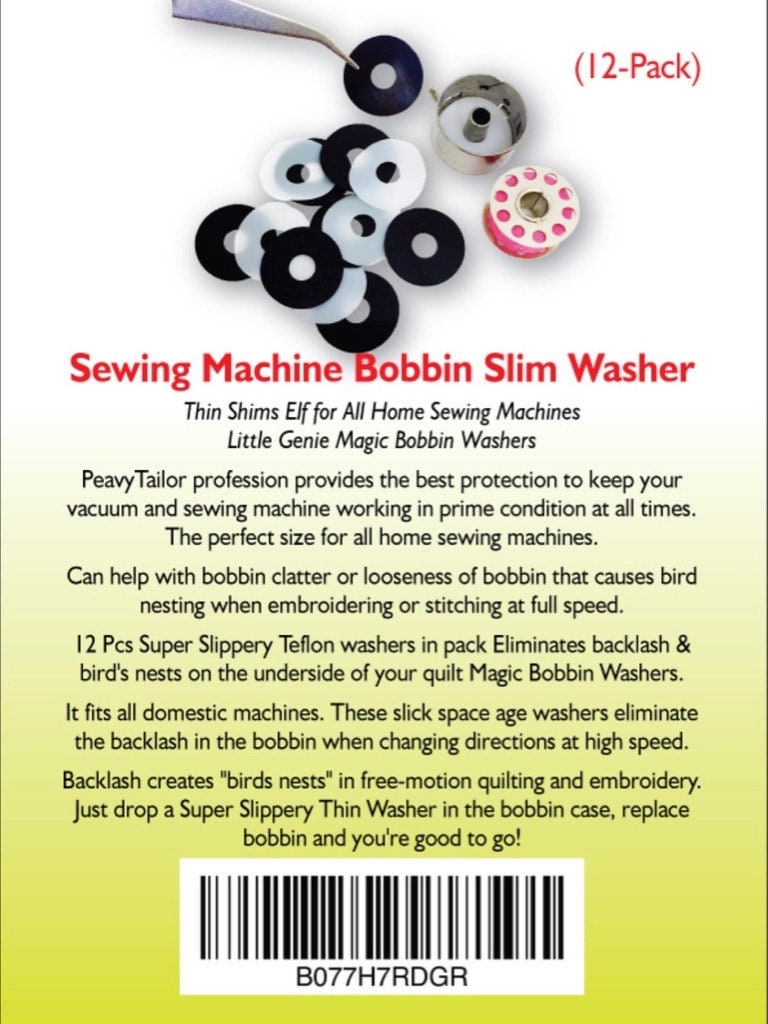 Little Genie Magic Bobbin Washers for Sewing Machine 12 Pack Bobbin ...