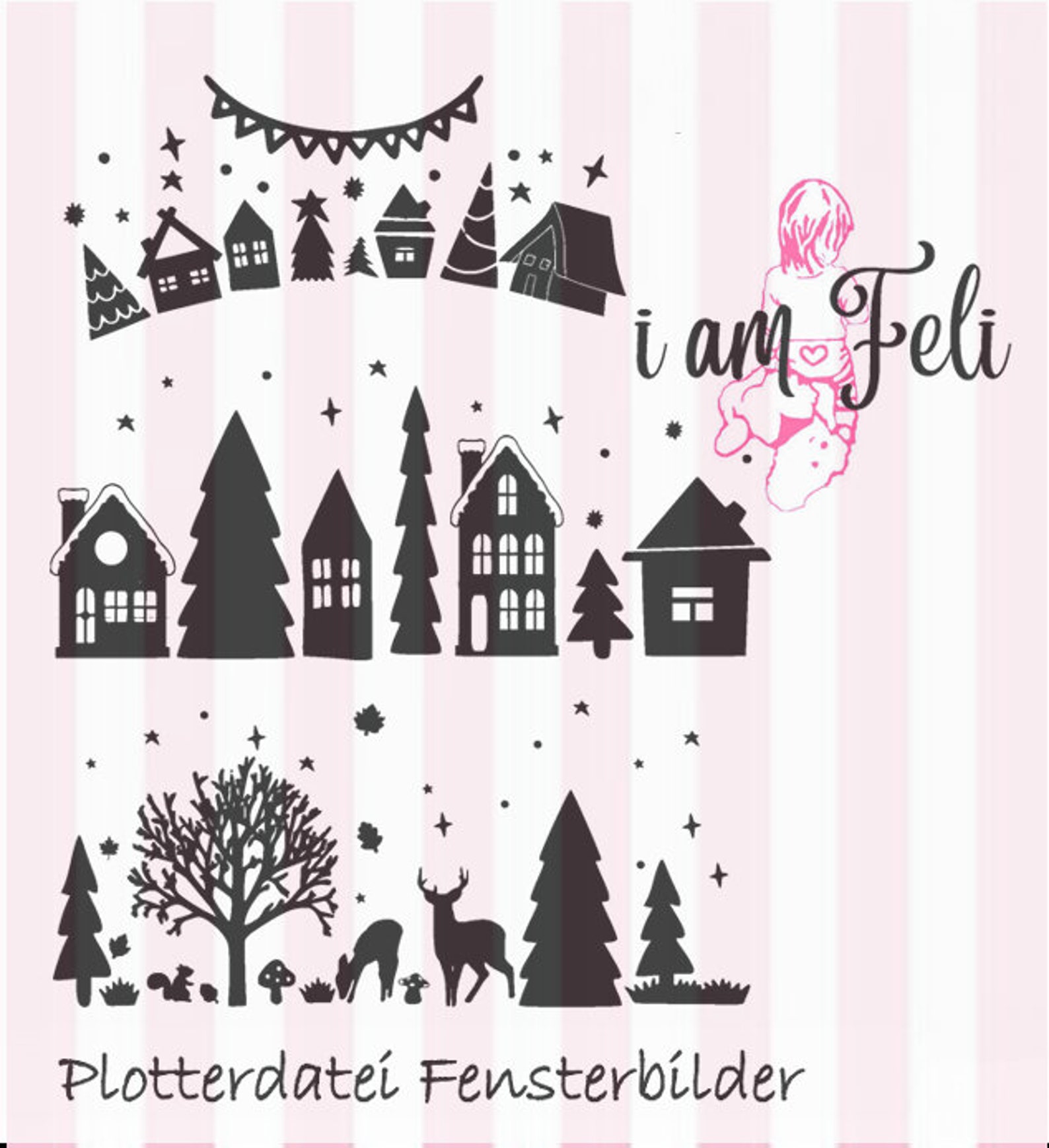 Plotterdatei Weihnachten Silhouette Weihnachtssilhouette Reh | Etsy