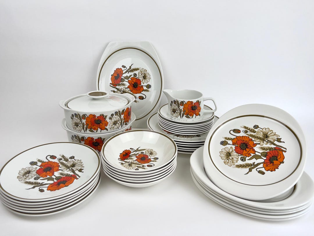 JG Meakin "poppy" Dinnerware Set, Vintage English Floral Dish Set - Etsy