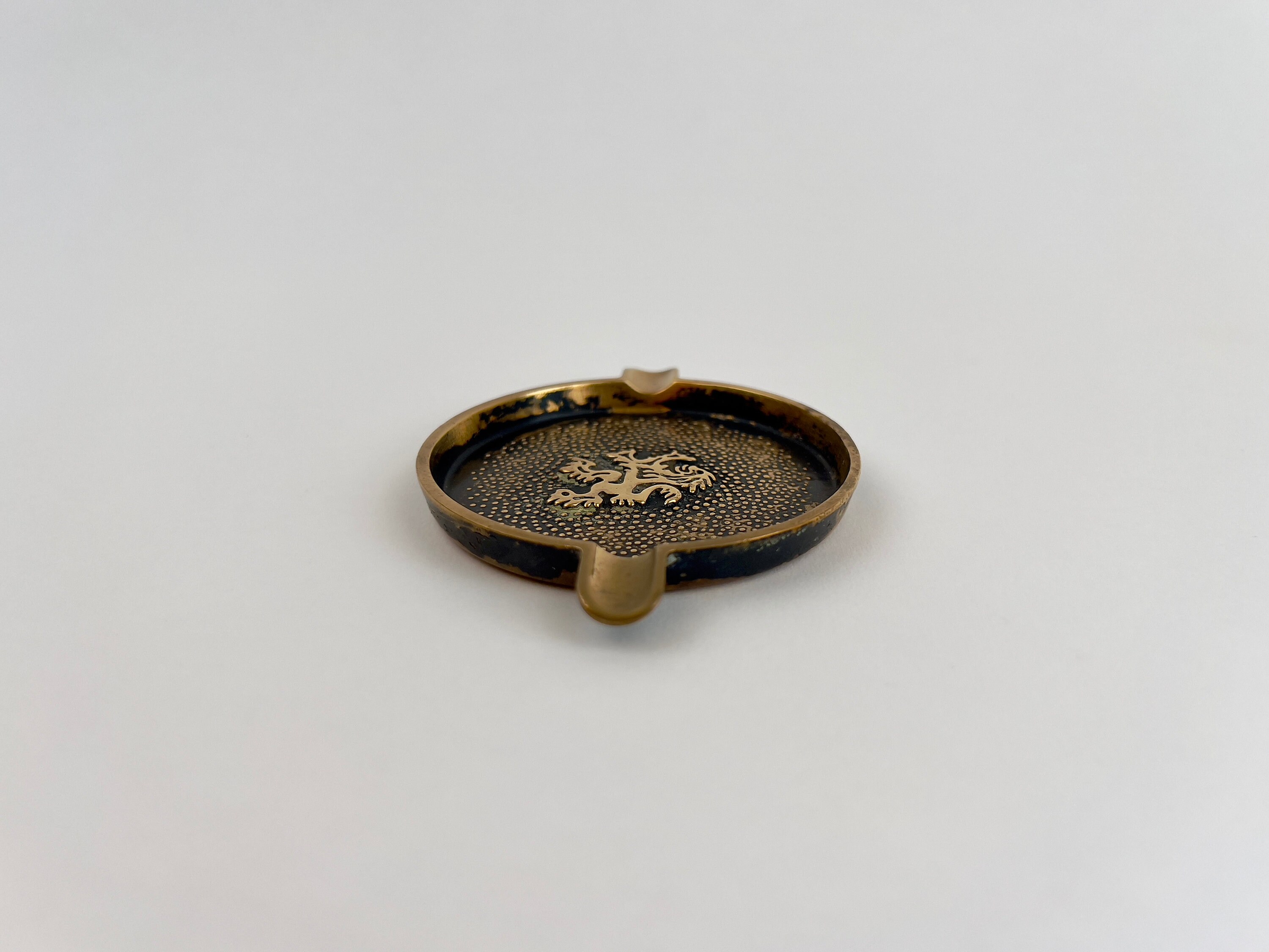 Vintage Brass Ashtray With Lion Crest, Mid-century Modern Home Decor ...