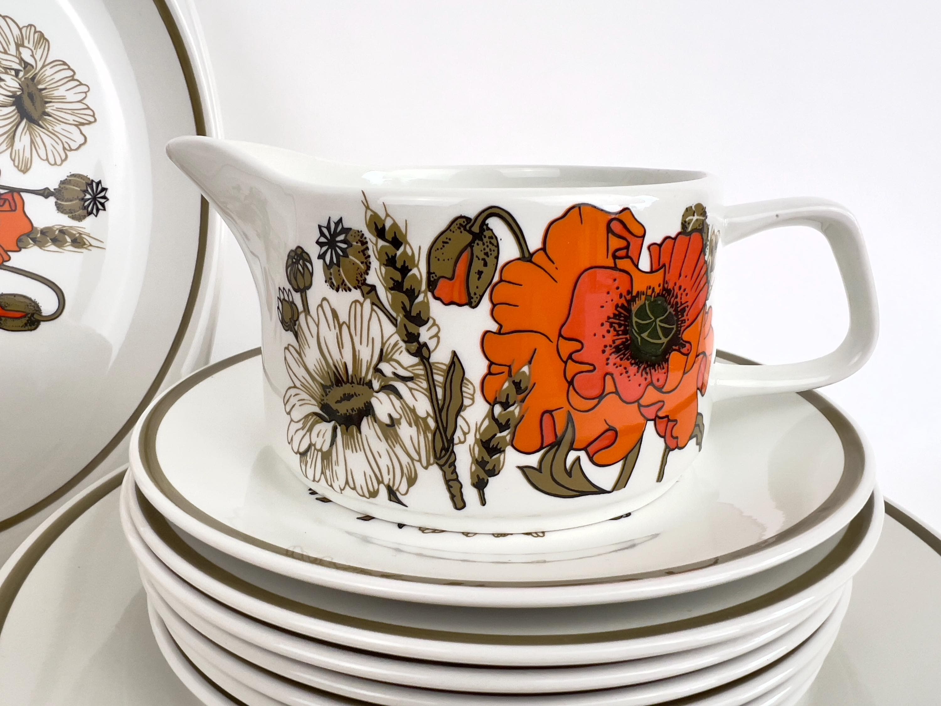 JG Meakin "poppy" Dinnerware Set, Vintage English Floral Dish Set - Etsy