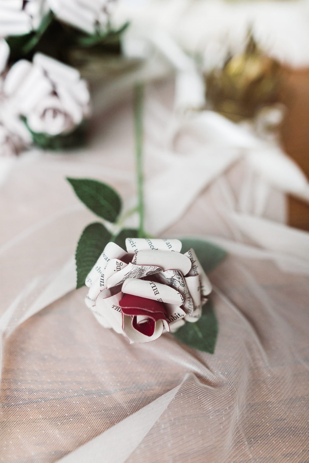 Colored Single Paper Rose | Book Page Rose | Valentine's Day Gift ...