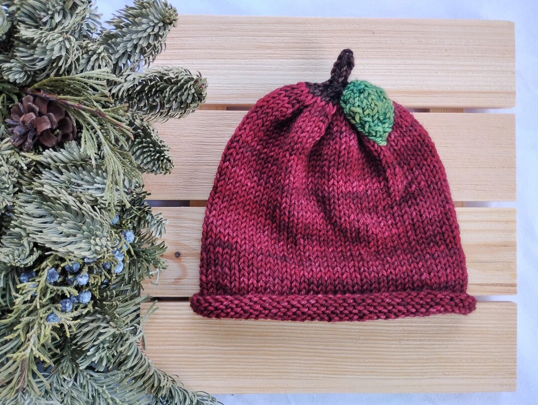 Hand Knit Merino Wool Baby Red Apple Hat - Cranberry - Etsy