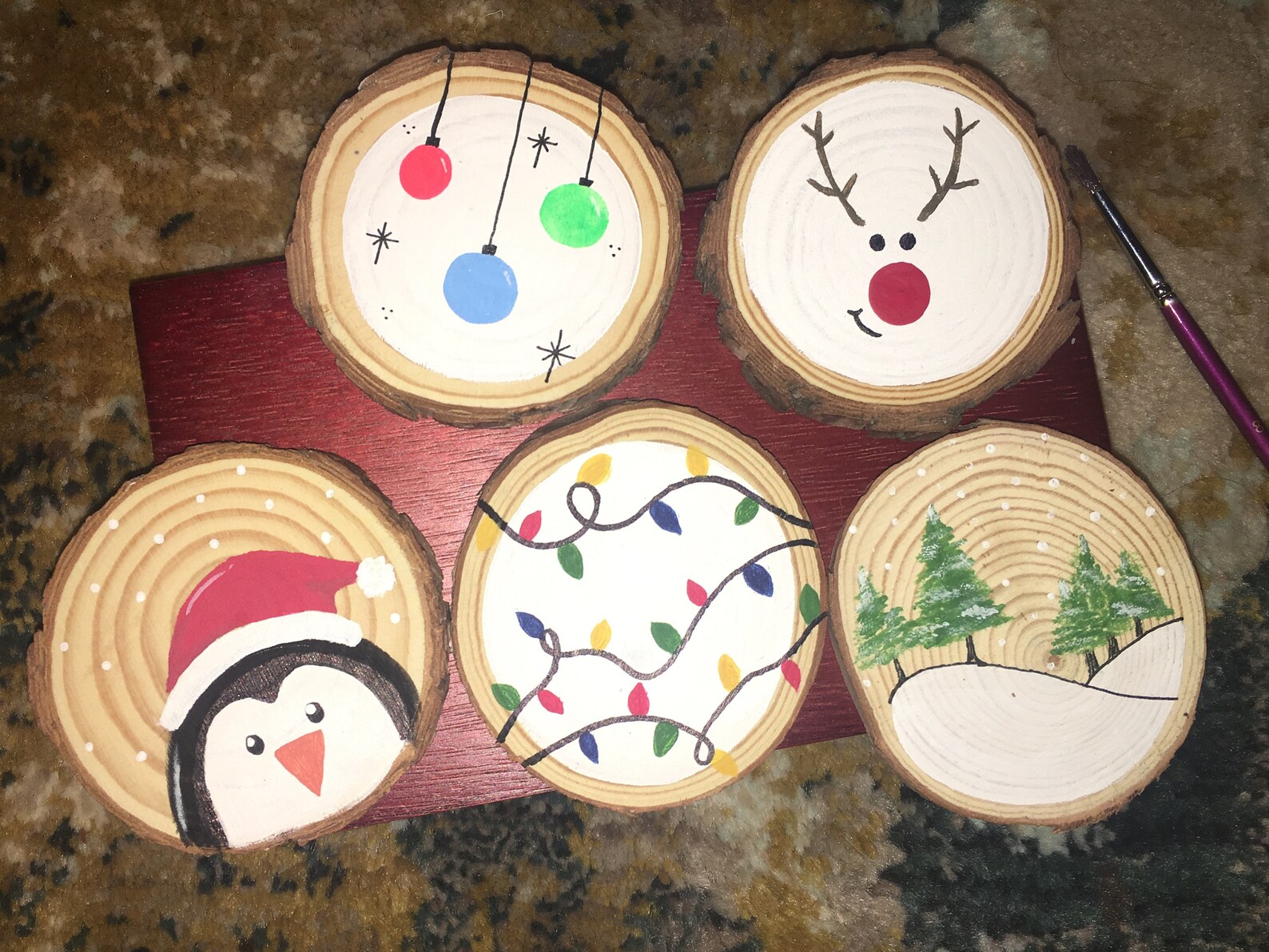Hand Painted Wooden Christmas Ornaments - Etsy
