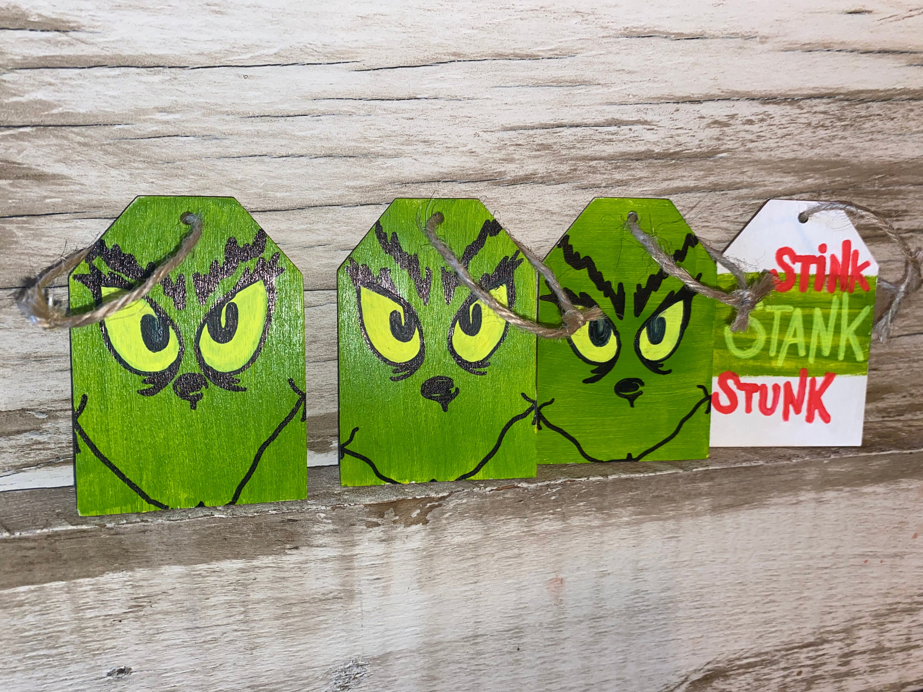 Wooden Tag Grinch Ornaments - Etsy
