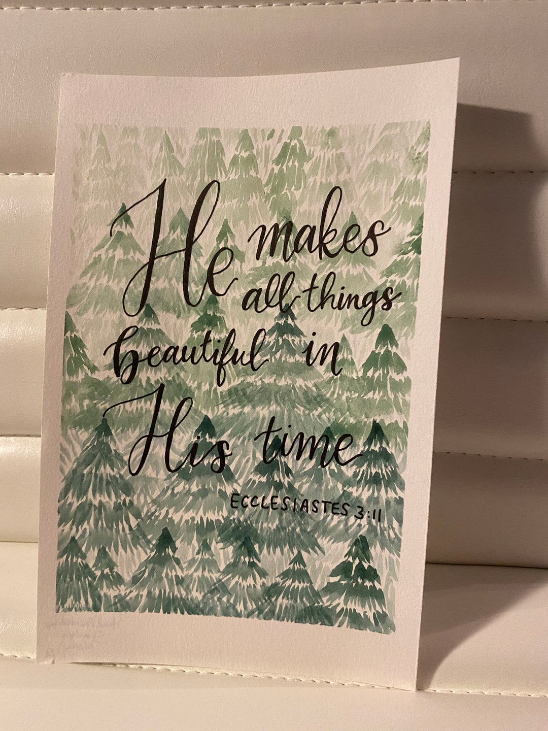 Original Bible Verse/pine Tree Watercolor 4x6 Custom Color - Etsy