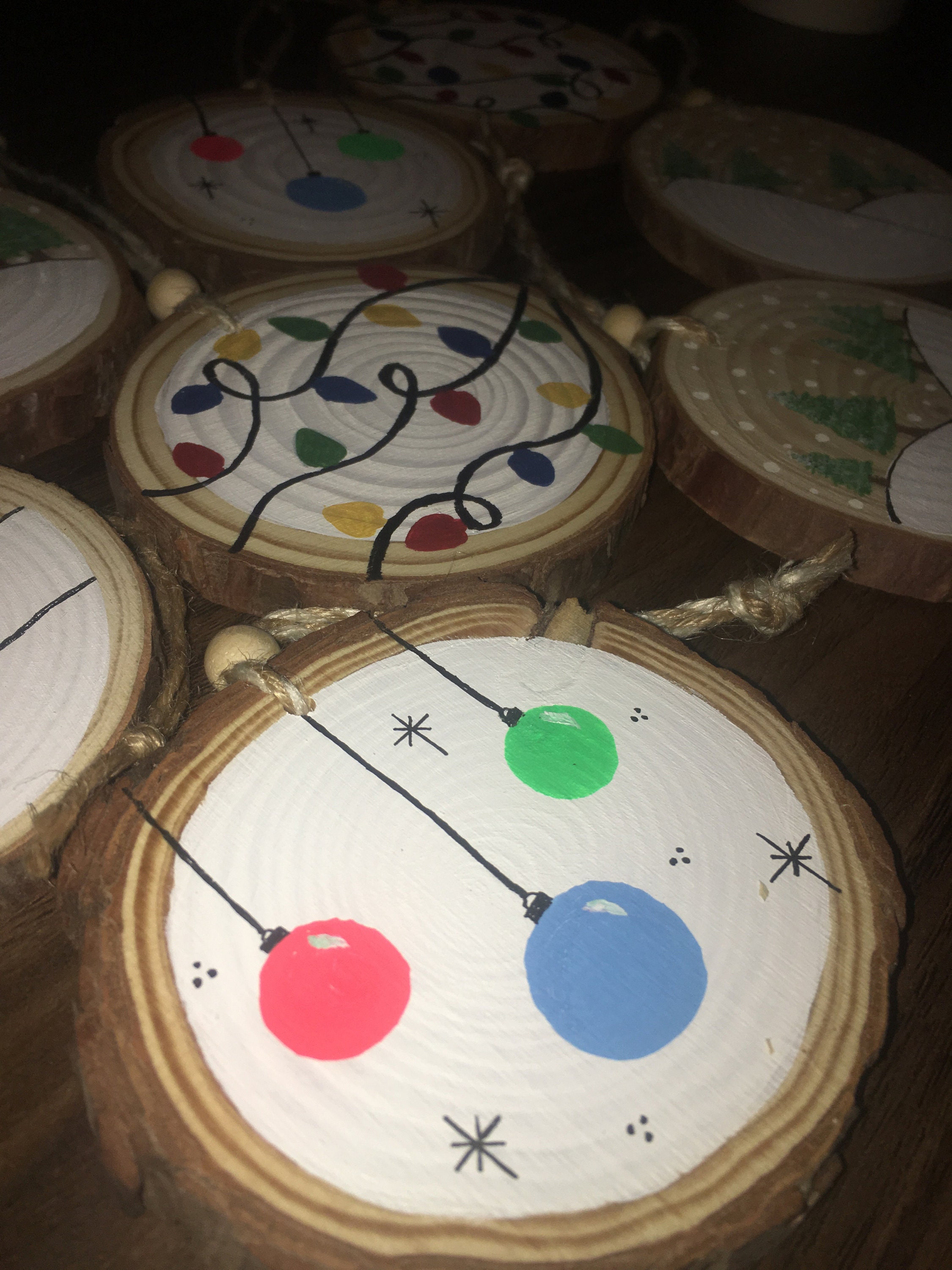 Hand Painted Wooden Christmas Ornaments - Etsy
