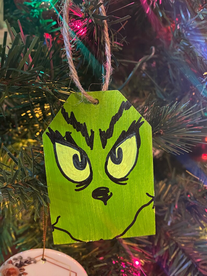 Wooden Tag Grinch Ornaments - Etsy