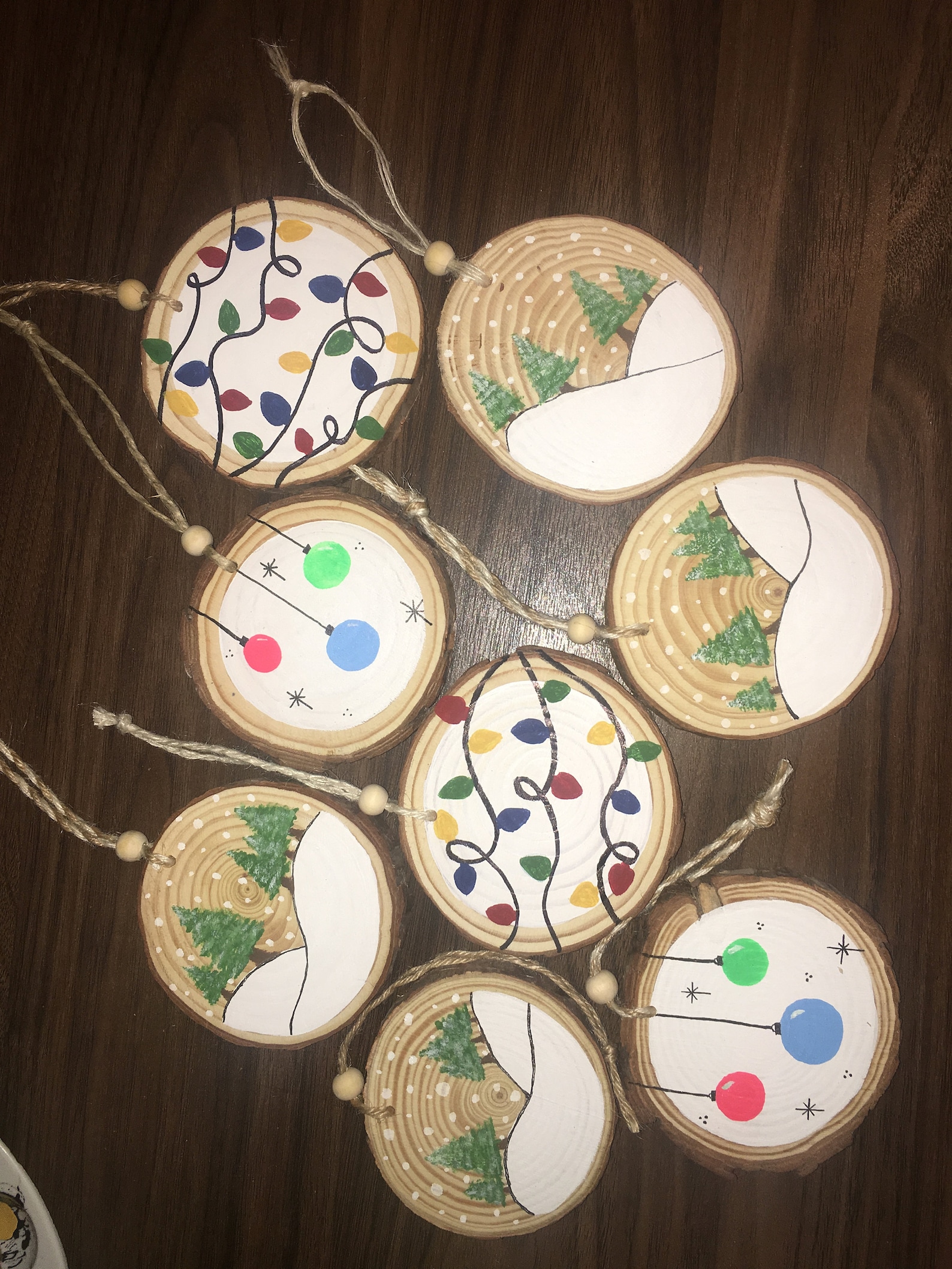 Hand Painted Wooden Christmas Ornaments - Etsy