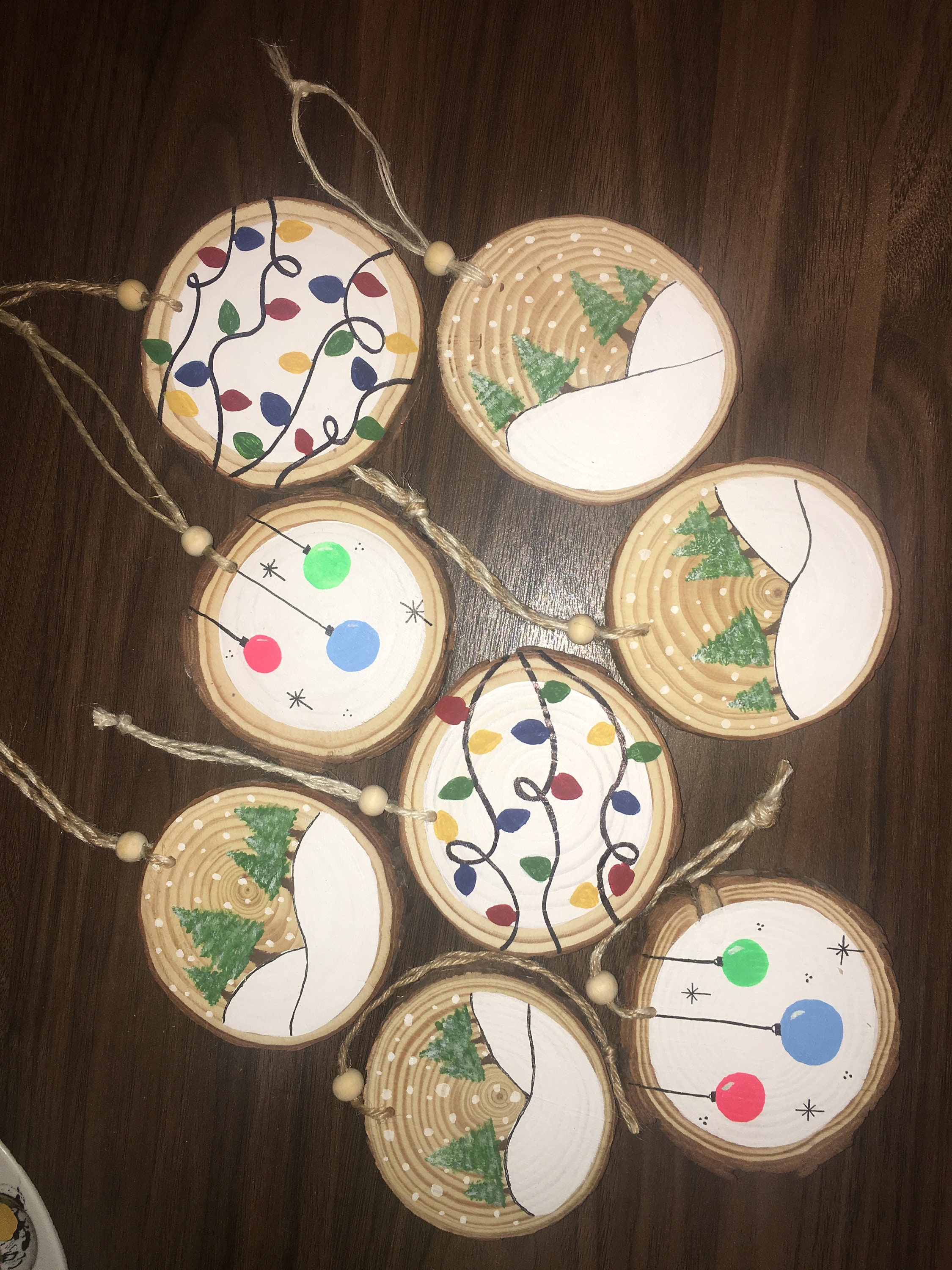 Hand Painted Wooden Christmas Ornaments - Etsy
