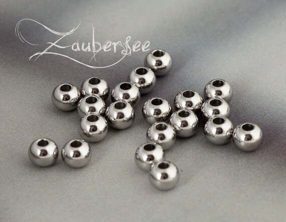 20 stainless steel beads 6 x 5 mm 2.2 holes | Etsy