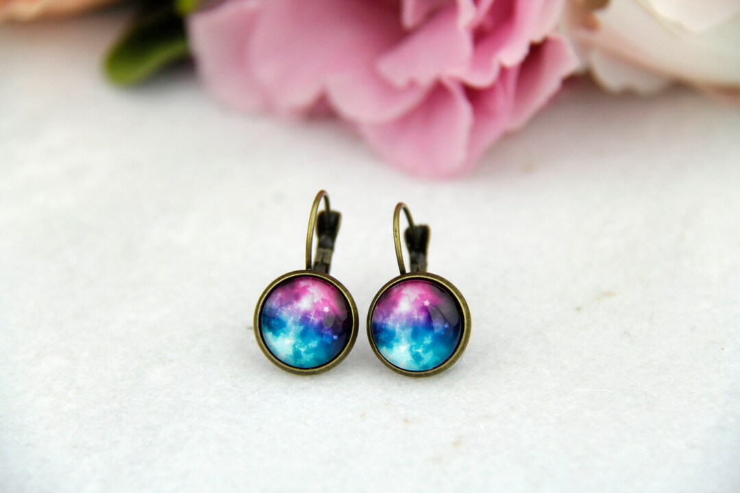 Space Galaxy Earrings, Nebula Jewellery, Cosmic Universe Drop Earrings ...