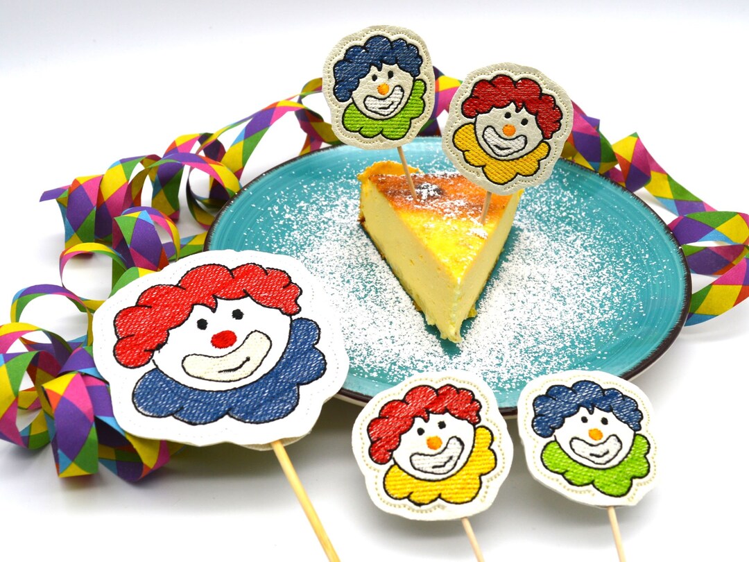 Embroidery File Clown Pin Topper Cake Topper - Etsy