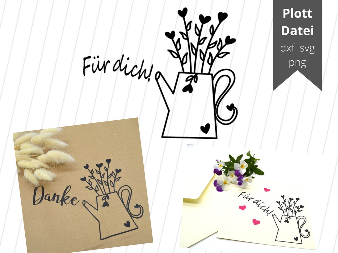 Plotter File Kanne Herzen Für Dich - Etsy