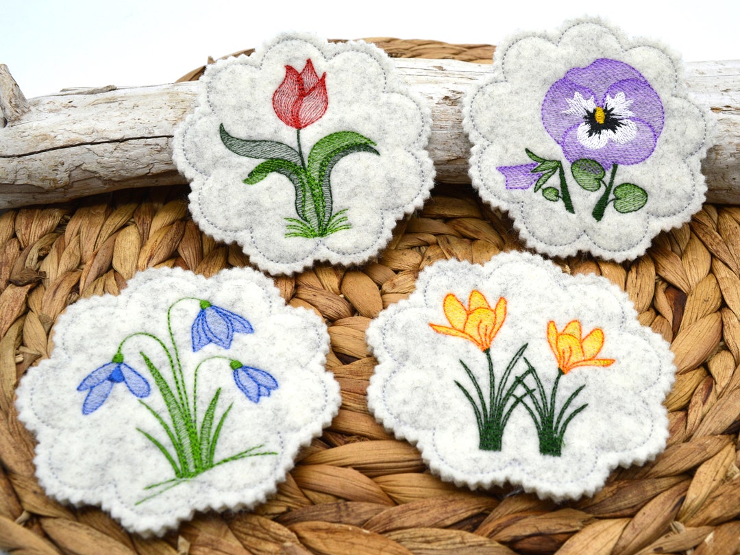 Embroidery File Coaster Crocus Tulip Snowdrop Pansy - Etsy