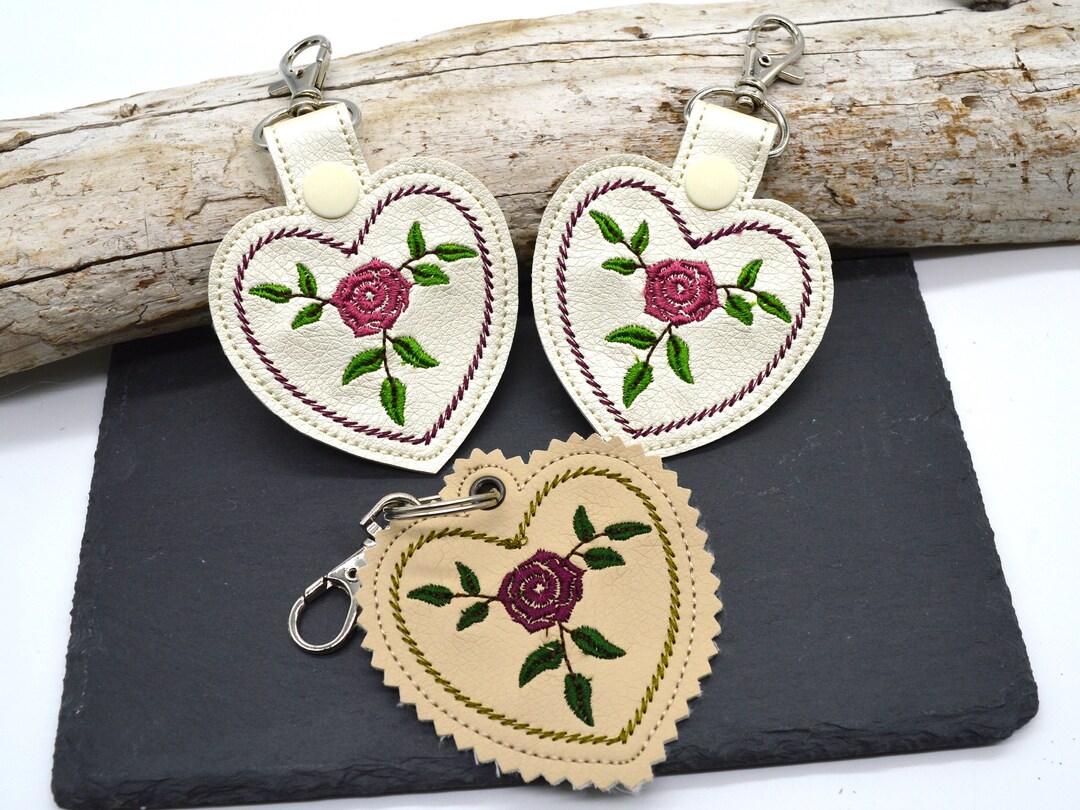 Embroidery File Roses Keychain - Etsy