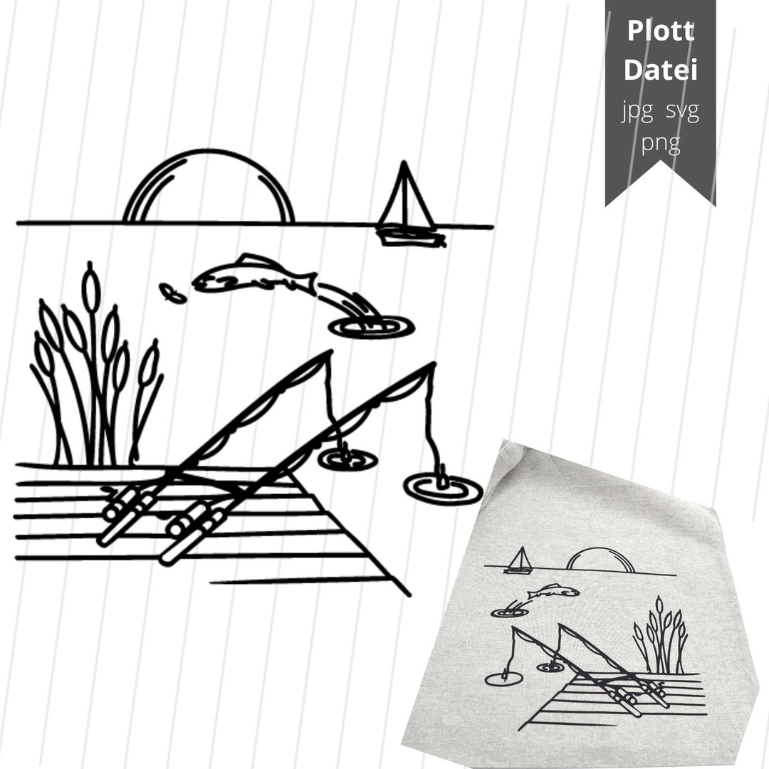 Plotter File Plotting Fishing Anglers at the Lake - Etsy