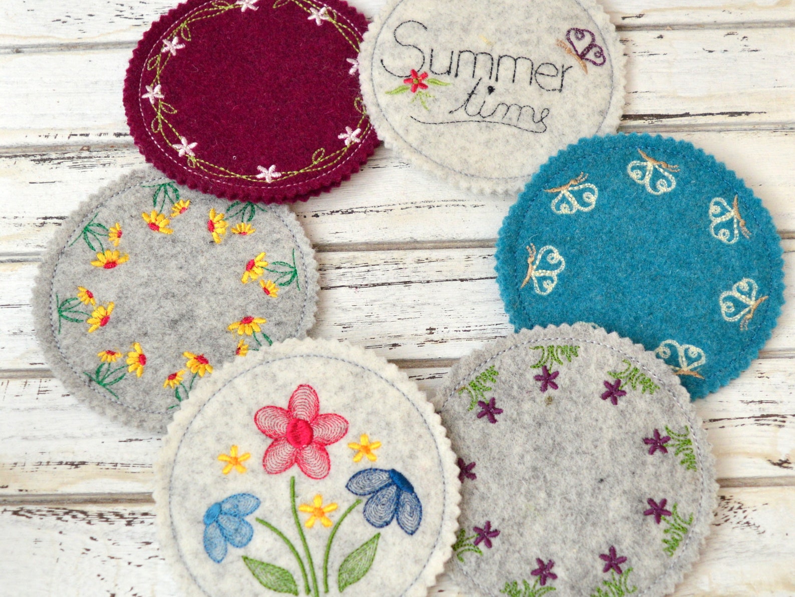 ITH Embroidery File Coasters 10 X 10 Cm Flowers 6 Motifs | Etsy UK