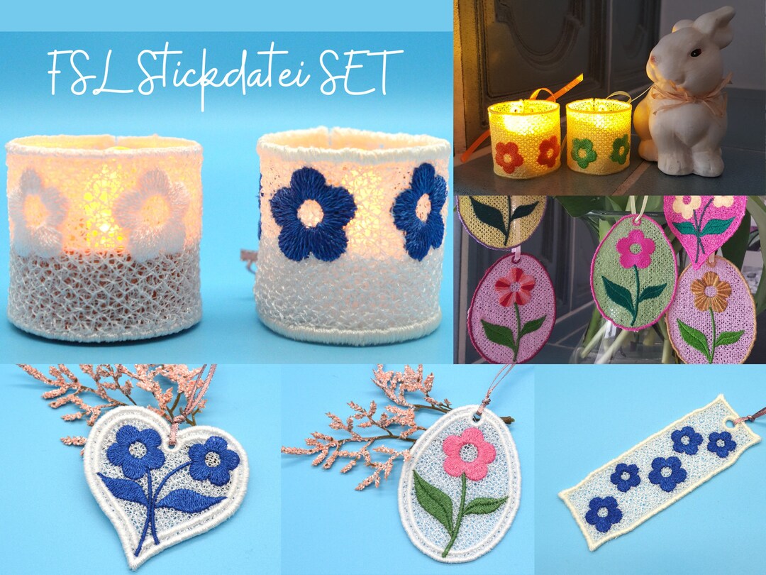 Embroidery File FSL Tealight Holder Pendant SET - Etsy