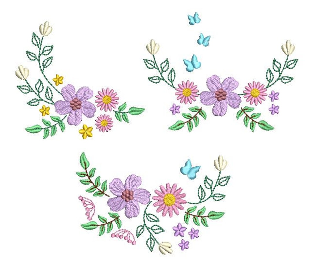 Embroidery File Flowers Bouquet of Flowers 3 Motifs - Etsy