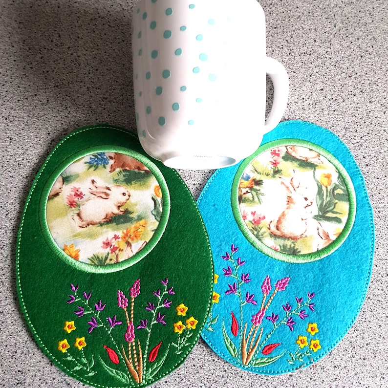 ITH Mug Rug Embroidery File Egg-shaped Flowers - Etsy