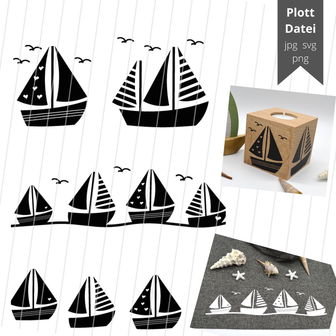 Plotterdatei Segelboot maritim Sommer - Etsy.de