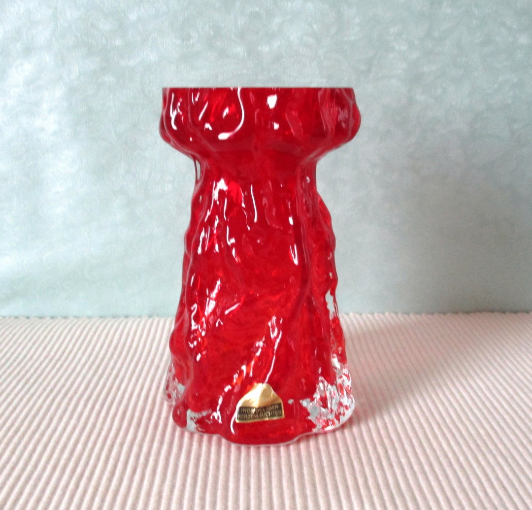 Candle Holder Ingrid Glas Kurt Wokan Bark Structure Red 70s Retro ...
