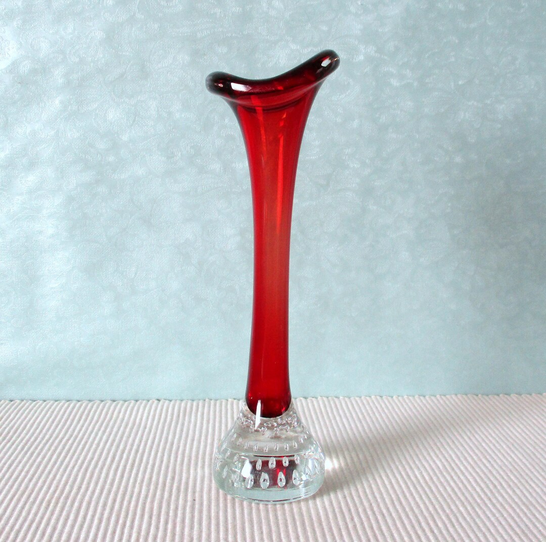 Glass Vase Aseda Bone Vase Red Bullicante Sweden Bo Borgstrom 50s 60s ...